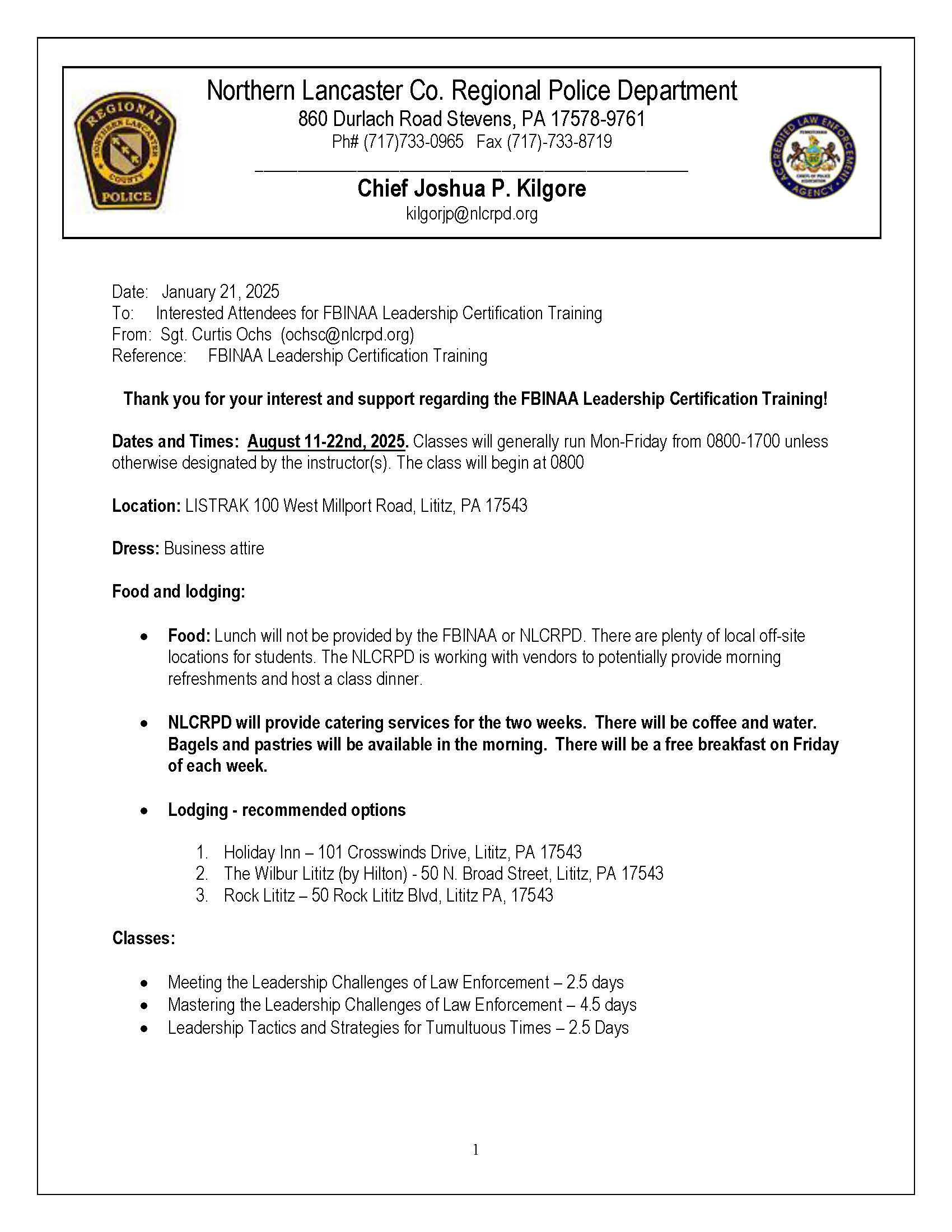 Training | Central PA Chiefs of Police Association